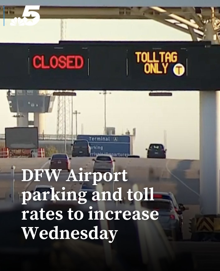 DFW International Airport Parking and Toll Rates To Increase!